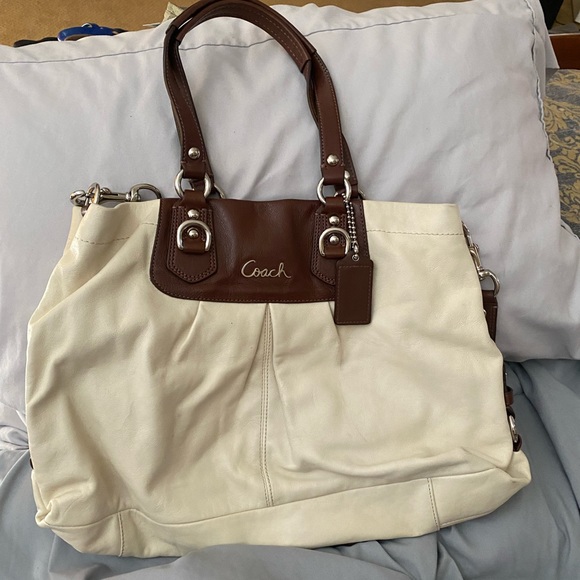 Coach | Bags | Coach Bag Cream Leather Ashley Purse Vintage | Poshmark